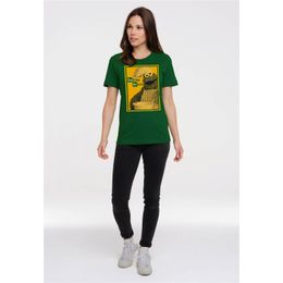 logoshirt Damen T-Shirt "Sesamstrasse - Kr&uuml;melmonster Baking Bread", gr&uuml;n, Gr. M, unifarben, 100% Baumwolle, Shirts, mit coolem Print