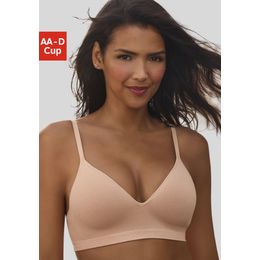 Lascana Damen Push-up-BH "COMFY BRA", Gr. 70, braun, Piqu&eacute;, Obermaterial: 50% Baumwolle, 33% Polyamid, 14% Polyester, 3% Elasthan, Basic, BHs, ohne
