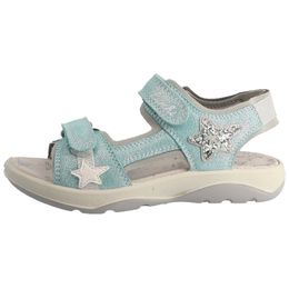Lurchi M&auml;dchen Sandale "Fia 1", Gr. 30, blau, Textil, Veloursleder, Schuhe, Klettschuh mit Glitter, Gr&ouml;&szlig;enschablone zum Download