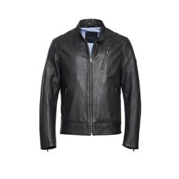 Bugatti Herren Lederjacke "BURUBIO", schwarz, Gr. 60, uni, Obermaterial: 100% Lammleder LEL. Futter: 50% Baumwolle CO. 50% Polyester PES. 50%