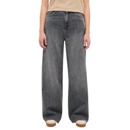 Mustang Damen Weite Jeans "Damen Style Luise Wide", grau, Gr. 32, unifarben, Denim/Jeans, 100% Baumwolle, Jeans