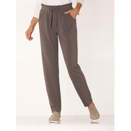 Damen Schlupfhose, braun, Gr. 20, unifarben, 95% Polyester, 5% Elasthan, Hosen