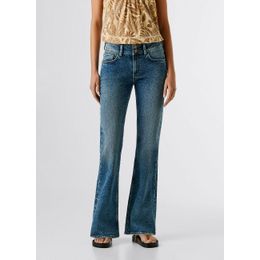 Pepe Jeans Damen 5-Pocket-Jeans "FLARE JEANS MW VENUS", blau, Gr. 26, Denim/Jeans, Obermaterial: 99% Baumwolle, 1% Elasthan, Jeans, im Flared Fit