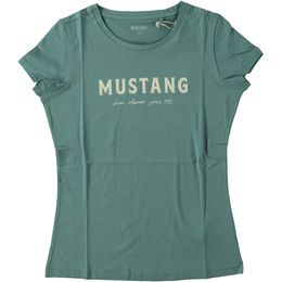 Mustang Damen Kurzarmshirt "Damen Style Alexia C Logo", gr&uuml;n, Gr. L, Jersey, 100% Baumwolle, Shirts