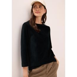 Cecil Damen T-Shirt, gr&uuml;n, Gr. M, unifarben, Web, 78% Baumwolle, 18% Polyester, 4% Elasthan, Shirts, mit U-Boot-Ausschnitt