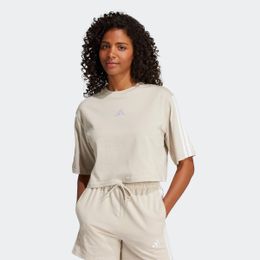 Damen T-Shirt "ESSENTIALS 3-STREIFEN COTTON LOOSE", grau, Gr. XL, adidas Sportswear, Obermaterial: 100% Baumwolle, Shirts, mit Rundhalsausschnitt,