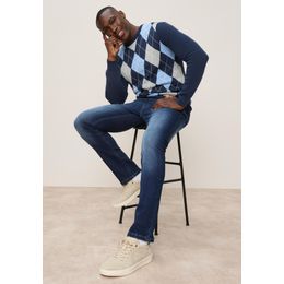 DELMAO Herren Rundhalspullover "Trendiger Style ", blau, Gr. S, Rautenmuster, Strick, Obermaterial: 50% Baumwolle, 50% Polyacryl, Pullover,