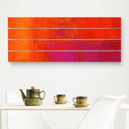 Bilderwelten Holzbild rot Abstrakt nat&uuml;rlicher Effekt - Magenta Energy - Deko Wohnzimmer Schlafzimmer