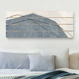 Bilderwelten Holzbild originell blau Abstrakt Aquarell - Punkte im Dialog IV - Deko Wohnzimmer Schlafzimmer