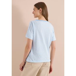 Cecil Damen Print-Shirt, blau, Gr. XL, gestreift, Web, 100% Baumwolle, Shirts, mit Rundhalsausschnitt