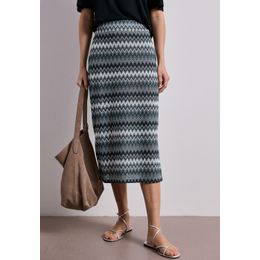 Street One Damen Midirock, gr&uuml;n, Gr. 38, gemustert, Stoff, 68% Polyester, 31% Viskose, 1% Metallfaser, R&ouml;cke, in Midi-L&auml;nge