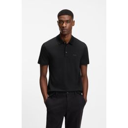 BOSS Herren Poloshirt "Palosh", schwarz, Gr. S, unifarben, Jersey, Obermaterial: 100% Baumwolle, Shirts, mit tonalem Logo, slim fit