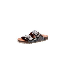 VERBENAS Damen Pantolette, Gr. 37, bunt, Leder, Schuhe, Sommerschuh, Hausschuh, Strandschuh in Reptil-Optik
