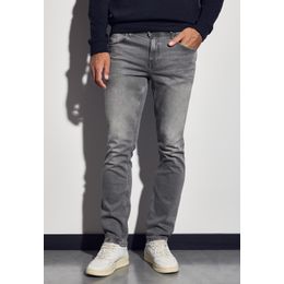 Street One MEN Herren Regular-fit-Jeans, grau, Gr. 38, unifarben, Jeans, 98% Baumwolle, 2% Elasthan, Jeans, aus Baumwolle mit Stretchanteil