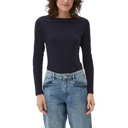 s.Oliver Damen Langarmshirt, blau, Gr. 44, unifarben, Jersey, Obermaterial: 100% Baumwolle, Shirts, mit U-Boot-Ausschnitt