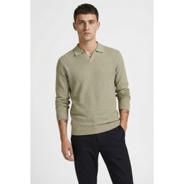 Jack & Jones JACK & JONES Herren Polokragenpullover "JPRBLURILEY KNIT SPLIT NECK LS SN", beige, Gr. S, unifarben, Strick, Obermaterial: 100% Baumwolle, Pullover