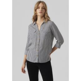 V&eacute;ro Moda VERO MODA Damen Hemdbluse "VMBUMPY L/S SHIRT NEW WVN GA NOOS", wei&szlig;, Gr. L, gestreift, Web, Obermaterial: 100% Viskose, Blusen, Viskose, regular fit