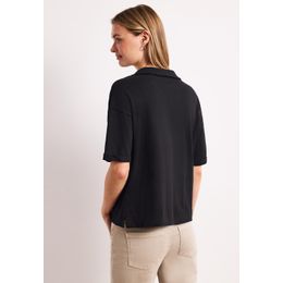 Street One Damen Poloshirtschwarz, Gr. 34, unifarben, Web, 50% Modal, 50% Baumwolle, Shirts, im soften Baumwoll-Mix