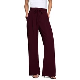 Zero Damen Stoffhose "Damen fit Hose mit Bindeg&uuml;rtel", rot, Gr. 40, Obermaterial: 100% Polyester, Hosen, Material