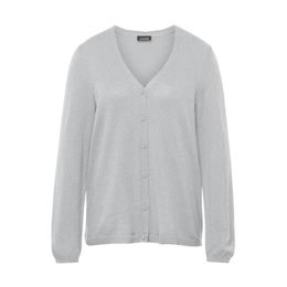 GOLDNER Damen Strickjacke "Kurzgr&ouml;&szlig;e Weiche Kaschmirstrickjacke mit V-Ausschnitt", grau, Gr. 22, Obermaterial: 100% Kaschmir WS., Strickjacken, Ohne