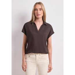Street One Damen Hemdbluse, braun, Gr. 34, unifarben, Stoff, 100% Viskose, Blusen, aus softer Viskose
