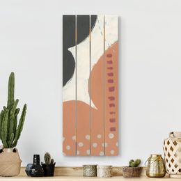 Bilderwelten Holzbild originell beige Abstrakt nat&uuml;rlicher Effekt - Karneval der Formen in Lachs III - Deko Wohnzimmer Schlafzimmer