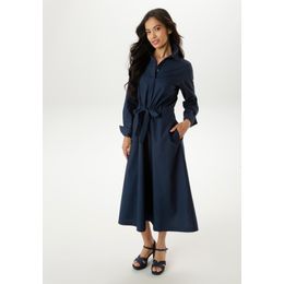 Damen Blusenkleid, blau, Gr. 48, Aniston SELECTED, unifarben, Web, Obermaterial: 100% Baumwolle, Kleider, im angesagten, klassischen Look