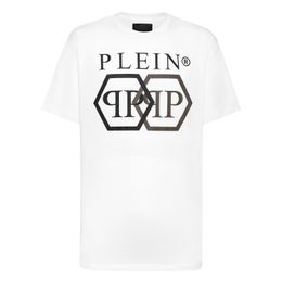 Philipp Plein Herren T-Shirt "Hexagon Mit Schmucksteinen", wei&szlig;, Gr. S, Obermaterial: 100% Baumwolle, Shirts