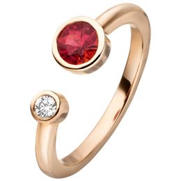 Jobo Damen Fingerring "Offen", 54, SI = kleine Einschl&uuml;sse, Diamanten Gelbgold 585, rosa, Diamanten, Gelbgold 585, Fingerringe, 585 Gold mit Rubellit