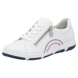 Rieker Damen Sneaker, Gr. 40, wei&szlig;, Leder, Schuhe, Schn&uuml;rschuh, Halbschuh, Freizeitschuh mit weichem Schaftrand