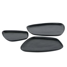 Boltze Tablett Marlisa 3-teiliges Set Schwarz Matt 32 x 27 x 33 cm, schwarz skandinavische Deko Online Shop