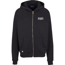 PEQUS Herren Sweatjacke "PEQUS PQS-ZH-100-001 Back Logo", schwarz, Gr. XS, unifarben, 100% Baumwolle, Pullover