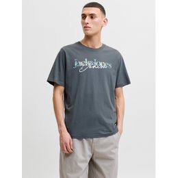 Jack & Jones JACK & JONES Herren Rundhalsshirt "JJTOM TEE SS CREW NECK SN", grau, Gr. XL, bedruckt, Jersey, Obermaterial: 100% Baumwolle, Shirts, Baumwolle,