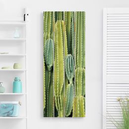 Bilderwelten Holzbild Blumen gr&uuml;n Tropisch nat&uuml;rlicher Effekt - Kaktus Wand - Gr&auml;ser Wohnzimmer Schlafzimmer