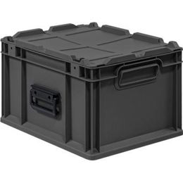 Sch&auml;fer Shop Sch&auml;fer Shop Pure Eurokoffer Portable Serie Economy, geschlossen, mit Deckel, Kunststoff, B 400 x T 300 x H 235 mm, 20 l, anthrazit