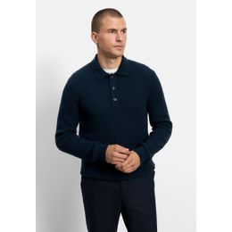 OLYMP Herren Langarm-Poloshirt "OLYMP Casual Strick, Polo langarm", blau, Gr. XXL, 39% Baumwolle, 30% Wolle, 15% Polyacryl, 15% Polyamid, 1%