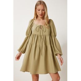 Happiness İstanbul Kleid Damen Gr&ouml;&szlig;e 38 oliv Sommerkleid