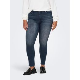 Only CARMAKOMA Damen Skinny-fit-Jeans "CARWILLY REG SK ANK RW REA422 NOOS", blau, Gr. 46, unifarben, Denim/Jeans, Obermaterial: 92% Baumwolle, 6%