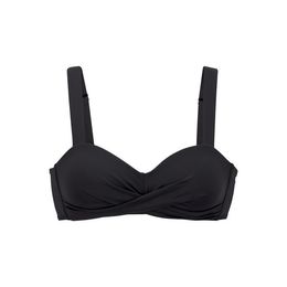 Lascana Bandeau-Bikini-Top 'Comfy' schwarz Gr. 44 Cup D. Mit Seitlichen St&auml;bchen. Nachhaltig.