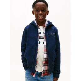 Tommy Hilfiger Jungen Sweatjacke, blau, Gr. 7, unifarben, Sweatware, Obermaterial: 82% Baumwolle, 18% Polyester, Sweatjacken, Regular fit, f&uuml;r Kinder