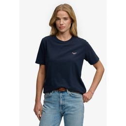 Superdry Damen T-Shirt "SIGNATURE EMB TEE", blau, Gr. XS, unifarben, Single Jersey, Obermaterial: 100% Baumwolle, Shirts, Baumwolle, relaxed fit