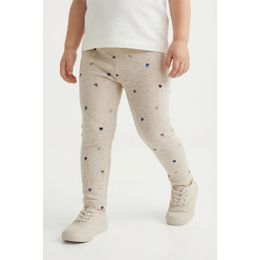 name it M&auml;dchen Leggings "NMFNUTTI LEGGING NOOS", beige, Gr. 122, bedruckt, Rippware, Obermaterial: 57% Baumwolle, 38% Modal, 5% Elasthan, Hosen, aus