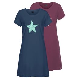 Damen Nachthemd, VIVANCE DREAMS BY LASCANA, Gr. 40, bunt, Single Jersey, Obermaterial: 100% Baumwolle, Basic, Kleider, mit Sternenprint