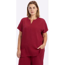 sheego Damen Longbluse, rot, Gr. 52, unifarben, 100% Baumwolle, Blusen