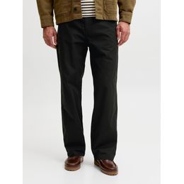Jack & Jones JACK & JONES Herren Chinos "JPSTBILL DREW CHINO NOOS", schwarz, Gr. 33, unifarben, Web, Obermaterial: 100% Baumwolle, Hosen, Baumwolle, weit