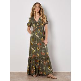 Apricot Damen Maxikleid "Maxikleid in Aquarelloptik", gr&uuml;n, Gr. 38, gebl&uuml;mt, gewebt, Obermaterial: 100% Viskose CV., Kleider, mit Smockdetails