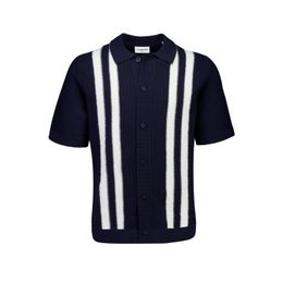 LINDBERGH Herren Cardigan "Cardigan (Kurzarm) Relaxed Fit", blau, Gr. XL, gestreift, Obermaterial: 60% Baumwolle, 40% Polyester, Strickjacken