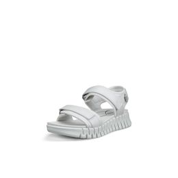 Ecco Damen Sandalette "Ecco GRUUV SOL W", Gr. 39, wei&szlig;, Leder, Schuhe, Plateau, Sommerschuh, Sandalette mit praktischem Klettverschluss