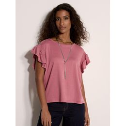 Apricot Damen T-Shirt "Strukturiertes T-Shirt", pink, Gr. 34, uni, Strick, Obermaterial: 70% Polyester PES. 29% Viskose CV. 1% Elasthan EL., Tops