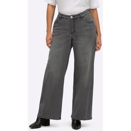 sheego Damen Bequeme Jeans, grau, Gr. 42, unifarben, 95% Baumwolle, 3% Polyester, 2% Elasthan, Jeans